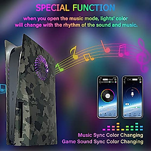 Faceplate for PS5 with RGB Light Strip and Dust Filter for Cooling Vents DOBEWINGDELOU 400+ Effects LED Light Ring Console Cover for PS5 Disc Edition DIY Decoration Kit Accessories Camouflage