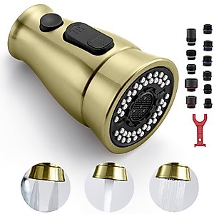Kitchen Sink Faucet Head Replacement Part - 3 Modes for Kitchen Sink Sprayer Faucet Head, 13/16" Kitchen Pull Down Spray Head Nozzle, Brushed Nickel for G1/2 Connector, Male