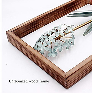 Funerom Metal Flower with Wood Frame Wall Decorations for Living Room(11.8×15.8 inchs)