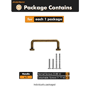 JIASENBAO 2 Pack Antique Brass Cabinet Bar Pulls 3" Hole Center Classic Vintage Retro Drawer Handles Kitchen Cupboard Bathroom Dresser Cabinet Hardware