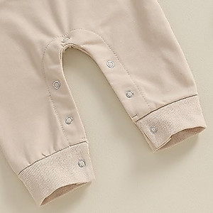 Infant Baby Boy Girl Christmas Outfit Santa Baby Embroidery Romper Long Sleeve Jumpsuit Bodysuit One Piece Outfit (A-Santa Baby Khaki, 3-6 Months)