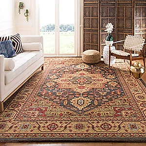 SAFAVIEH Mahal Collection 8' x 10' Navy / Natural MAH656E Traditional Oriental Non-Shedding Living Room Bedroom Dining Home Office Area Rug