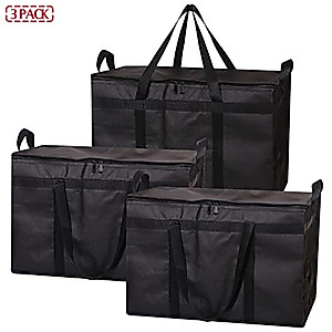 DIOMMELL 3 Pack Large Capacity Insulated Food Delivery Bag, Reusable Grocery Warming Tote Insulation Bag for Hot and Cold Food Beverages Postmates Catering Shopping Groceries Picnic Camping