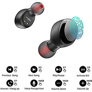 TOZO T6 True Wireless Earbuds Bluetooth 5.3 Headphones Touch Control with Wireless Charging Case IPX8 Waterproof Stereo Earphones in-Ear Built-in Mic Headset Premium Deep Bass Black (2022 Upgraded)