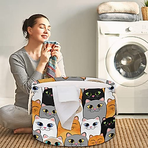 A Bunch Of Cute Cats Round Storage Basket Collapsible Laundry Baskets Cube Storage Boxes Bins For Bedroom Shelf Bathroom Toy Organizer