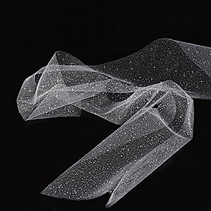Sparkling Tulle Ribbon Roll Glitter Tulle Spool, 6 Inches by 25 Yards for Christmas Wedding Gift Wrapping Tutu Skirt, Party Decoration