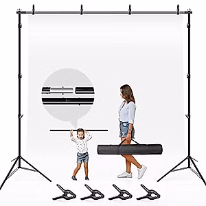 LimoStudio Large Heavy Duty 10 x 9.6 ft. (W x H) Backdrop Stands, Background Support System, Thicker Pole Diameter, Wide Leg Radius for Stable Positioning, Spring Clamps for Screens, AGG3012