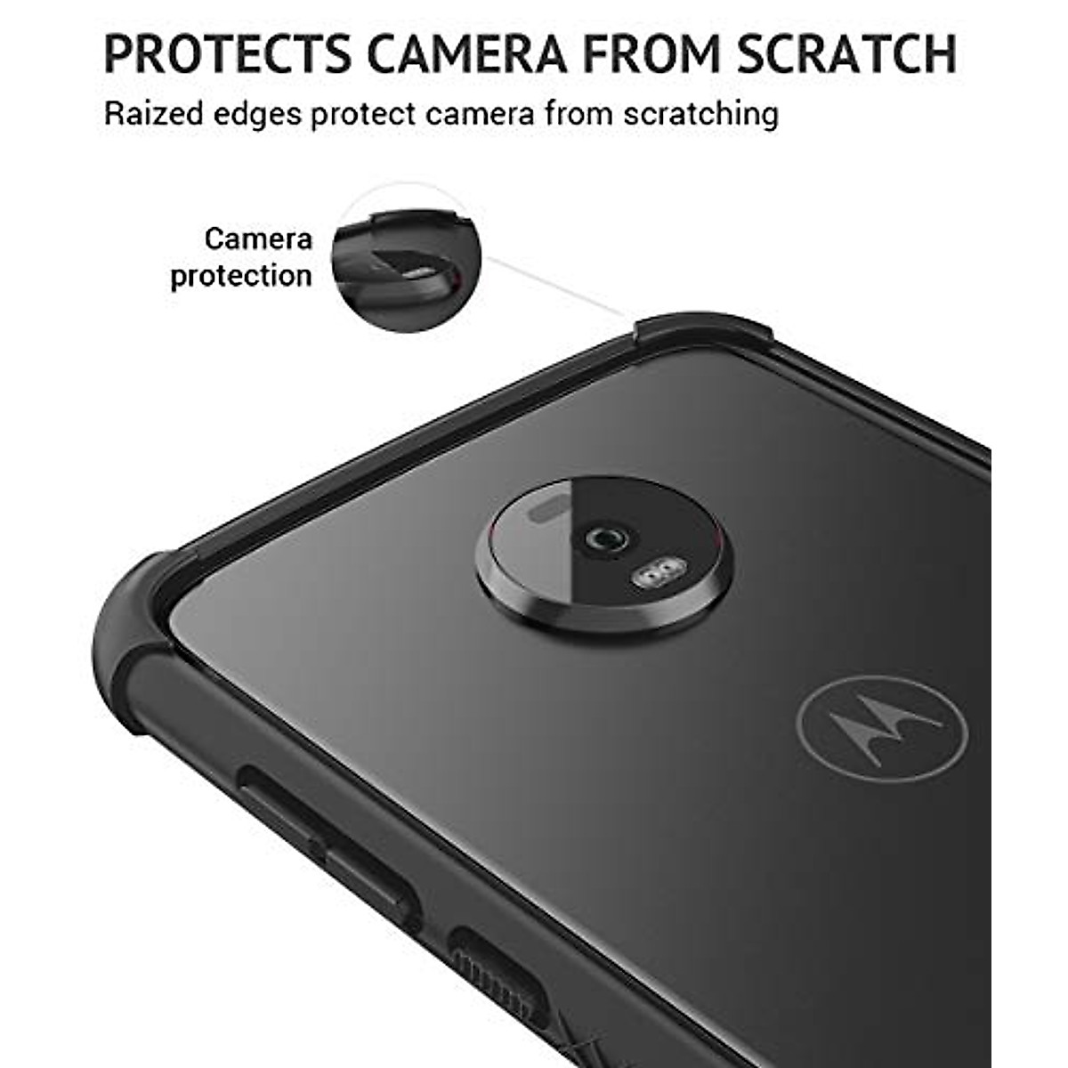 CaseWe - Motorola Moto Z4 Protective Flexible Double Injection Technology (TPU+PC) Bumper Case Cover/Compatible with Moto Mods - All Matte Black