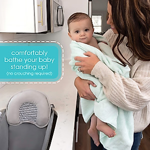 Summer Infant Snug Support in-Sink Bather – Bathe Newborns up to 6 Months with Confidence Right in The Sink - Compression-Molded Foam Baby Bath Sink Cushion is Adjustable and Includes Anti-Slip Grips