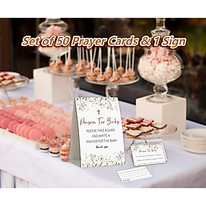 Boho Bridal Baby Shower Decorations,Prayers for Baby,Prayer Cards for Baby Shower,Baby Bible,Baby Shower Games,Pregnancy Prayer Cards,Baby Shower Guest Book,50 Prayer Cards & 1 Sign -11