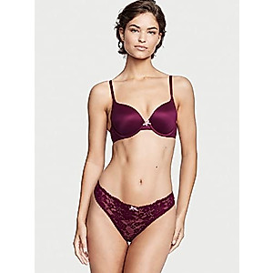 Victoria's Secret Body by Victoria Lace Front Thong Panty, Kir Burgundy, X-Large