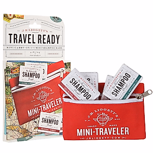 J·R·LIGGETT'S All-Natural Mini Shampoo Bars with Antioxidants - Sulfate-Free, Supports Strong and Healthy Hair, Travel Pouch Pack of 4