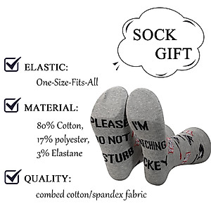 ZJXHPO Ice Hockey Crew Sock Please Do Not Disture I'm Watching Hockey Novelty Sock For Hockey Lover Player Coach Team (Disture Hockey)