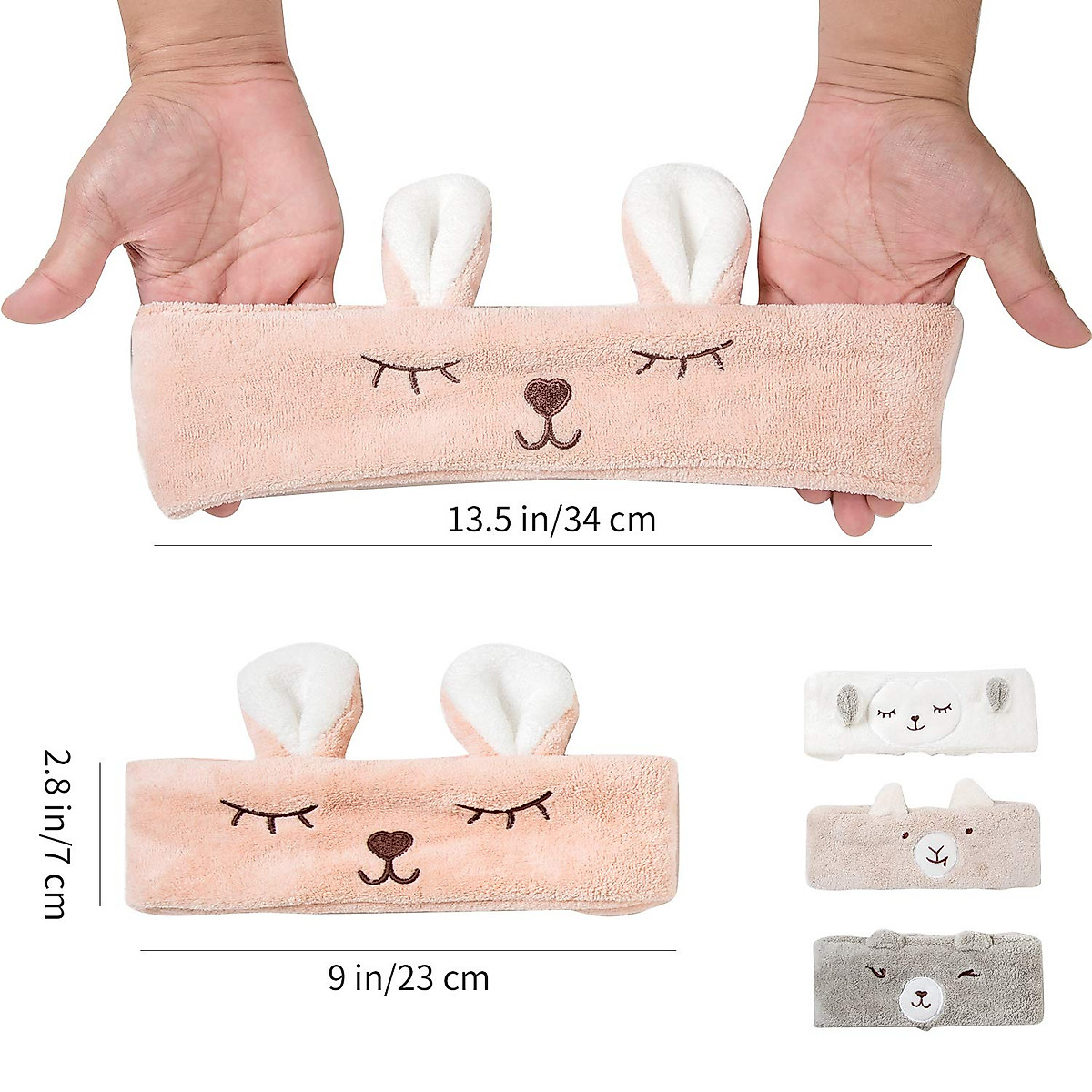 Ergonflow 4 Pack Animal Coral Fleece Spa Headband Makeup Headband Cosmetic Headband for Washing Face Wash Headband Cosmetic Headband Shower Headbands