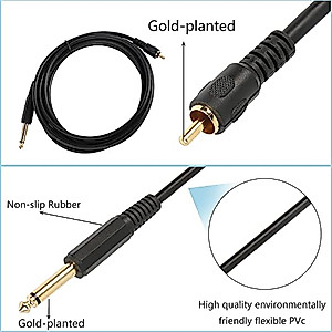 CERRXIAN RCA to 1/4 Inch Audio Cable, Gold Plated 6.35mm TS Mono Male to RCA Male Patch Cord (Black, 3m)