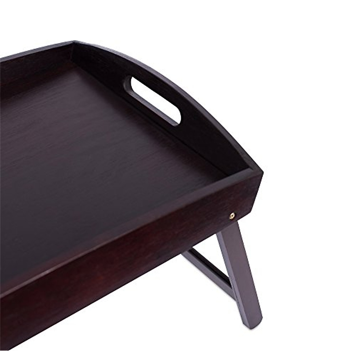 BirdRock Home Bamboo Bed Tray - Wooden Curved Sides Breakfast Serving Tray with Folding Legs - Walnut