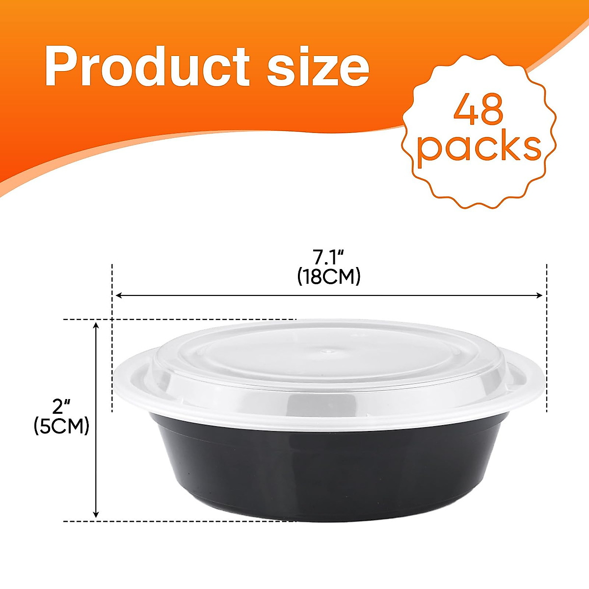 jorksky [50 Pack] 24oz Reusable Meal Prep Containers Disposable with Lids, BPA-free, Stackable, Microwave/Dishwasher/Freezer Safe