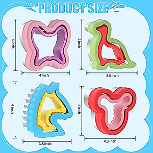 Sandwich Cutter and Sealer, Bread Decruster Sandwich Maker Cookie Fruit Vegetable Cutters, 4Pcs Sandwich Cutter and Sealer Set for Kids Lunchbox and Bento Box(Dinosaur, Butterfly, Unicorn and Mouse)