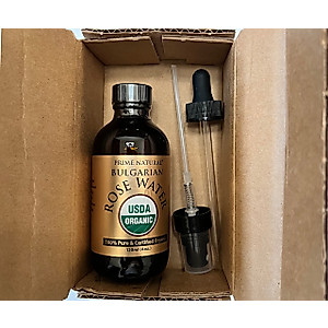 Rose Water Spray 4oz/120ml - USDA Certified Organic - Facial Toner, Hydrating Mist for Face & Hair - Bulgarian, 100% Pure, Natual, Preservative-Free, Moisturizer from Fresh Rose Petals