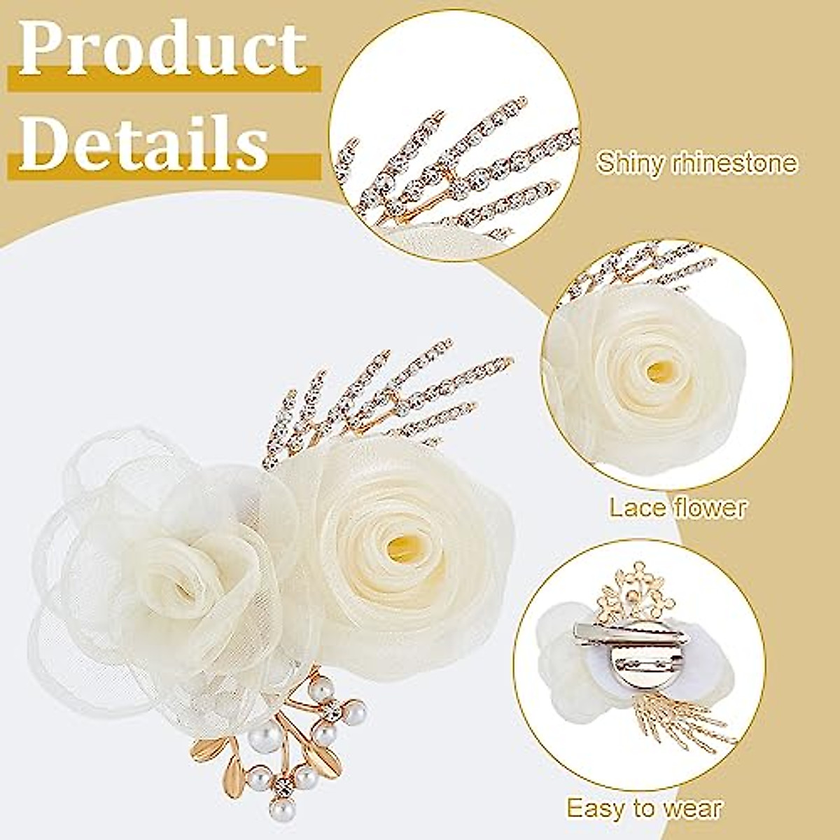 WEBEEDY Wrist Corsage and Boutonniere Set Girl Bridesmaid Wedding Wrist Corsage Boutonniere for Men Wedding Wristlet Hand Flower for Prom Party Bouquets