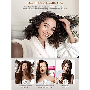 Hicober Microfiber Hair Towel, 3 Packs Hair Turbans for Wet Hair, Drying Hair Wrap Towels for Curly Hair Women Anti Frizz