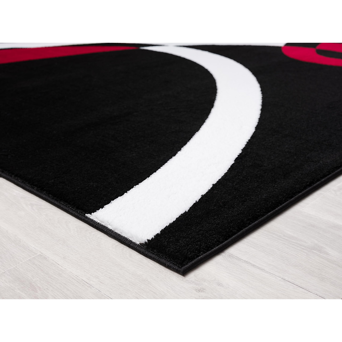 Msrugs Area Rugs, 5x7 Frize Collection Modern Black Red White Area Rug, Contemporary Geometric Carpet for Living Room and Bedroom