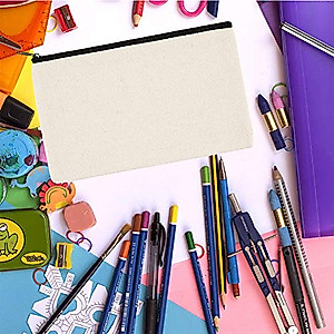 BYETIVE 9.5"×6.5" Canvas Zipper Bag Reusable Cotton Canvas Zipper Pouch Blank DIY Craft Canvas Bag Bulk for Painting Cosmetic Bag Makeup Toiletry Bag Pencil Case Pouches 10 pack