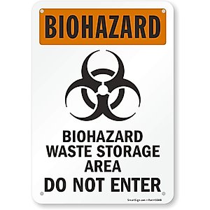 SmartSign - S-6809-AL-10 "Biohazard - Waste Storage Area, Do Not Enter" Sign | 7" x 10" Aluminum
