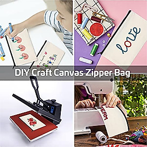 SEPGLITTER 4PCS Blank DIY Craft Bag Canvas Pouch Zipper Pen Pencil Case Cotton Invoice Pouch Bulk Cosmetic Bags for Makeup Travel Toiletry Storage 8.3 × 4.7 Inch（White）