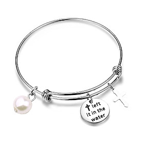 Left it in the Water Adult Baptism Gift Christian Religious Bracelet Jewelry Confirmation Gift(Bracelet) Silver