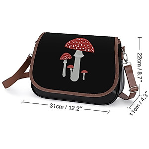 Mushrooms Red Art Women's PU Leather Purses Soft Crossbody Bag Shoulder Handbags