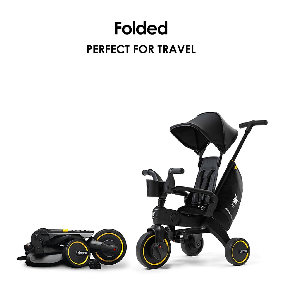 Doona Liki Trike, Midnight Edition - 5-in-1 Compact, Foldable Tricycle - Suitable for Toddlers 10 to 36 Months