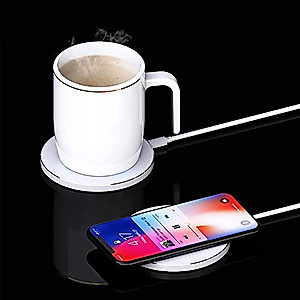 Wireless Coffee Cup Mug Warmer Heater top Bone China Cup Mug Warmer Wireless Charger Temperature Control Mug Heater Automatic Warmer Mug Cup USB Powered Warmer Cup for Cocoa,Milk,Tea 280ml