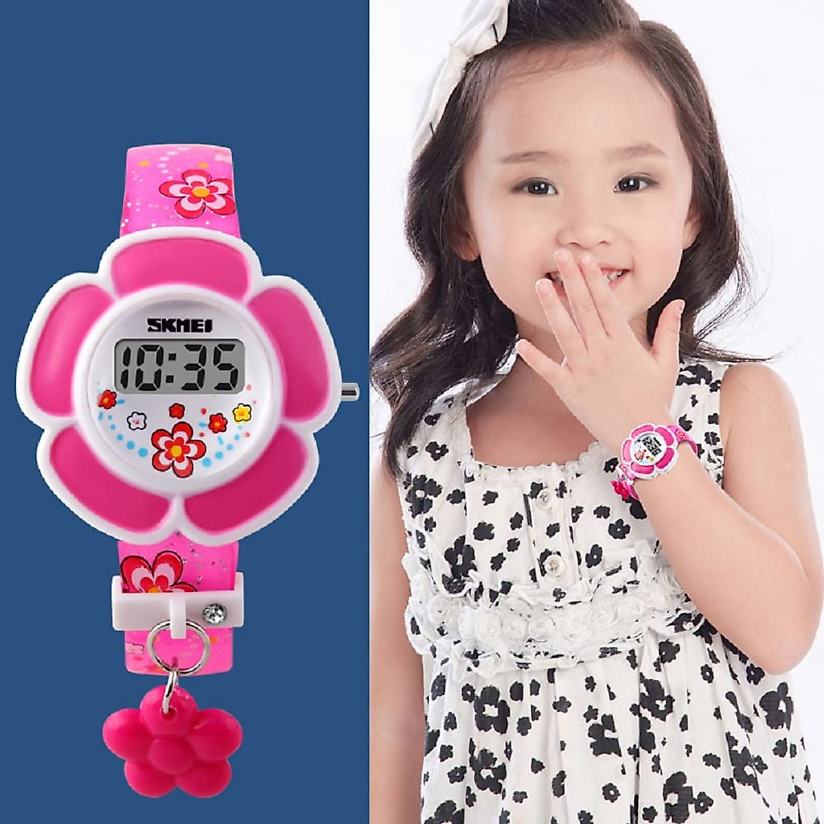 Kids Watch Girl Flower Shape Watch Novelty Cartoon Digital Watch 1144 (pink1)