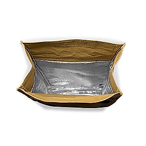 ZENPAC Insulated Lunch Bag - Small Lunch Bags for Men & Women, Designer Lunch Tote, Trendy Washable Kraft, Reusable, Leakproof & Waterproof Fabric with Fold Over Sealable Top for Work - 8.5x4.5x12