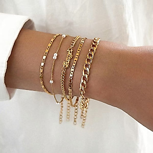 Cocazyw 19pcs Multiple Layered Stackable Open Cuff Wrap Bangle Rose gold Gold Bracelets for Women Jewelry Adjustable Bangles for Girls Set Gifts (Gold-2)