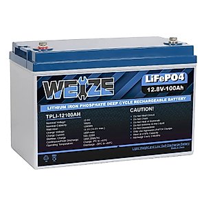 Weize 12V 100Ah LiFePO4 Lithium Battery, Built-in Smart BMS, Low Temperature Protection Group 31 Deep Cycle Battery for Trolling Motor, RV, Solar, Marine, Camping and Off Grid Applications