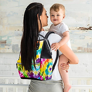 Shiiny Colorful Tie Dye Pattern Diaper Bag Backpack for Baby Care, Multi Function Waterproof and Cooler Tote Travel Backpack (Nappy Bag, Tissue Pocket)
