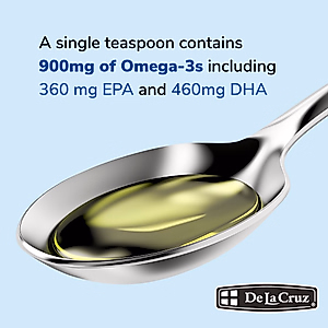 De La Cruz Cod Liver Oil Liquid - Pure Wild-Caught Icelandic Fish Oil 4 FL OZ (118 mL)