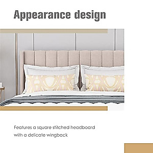 AGARTT Upholstered Platform Bed Frame Queen Size with Headboard and Footboard/Wooden Slats Support/No Box Spring Needed/Easy Assembly,Beige Linen