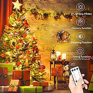 Warm Yellow Christmas Halloween 320 LED String lights 122FT Outdoor String Lights with 8 Modes Plug in Waterproof Fairy Lights Indoor for Party Carnival Supplies, Outdoor Patio Yard Lawn Garden Decor