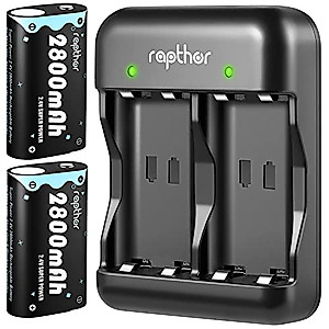 Rapthor 2X 2800mAh Replacement Xbox One Controller Battery Pack Rechargeable with Charger for Xbox One/Xbox One X/Xbox One S/Xbox One Elite/Xbox Series X/S Batteries Kit (2 Batteries+1 Charger)