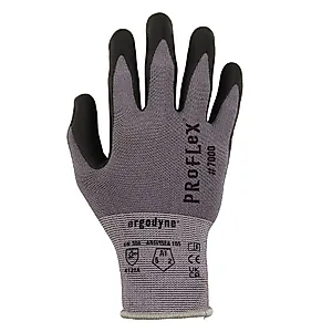 Ergodyne ProFlex 7000 Nitrile Coated Work Gloves, Foam Nitrile Palms for Flexible No Slip Grip, Abrasion Resistant, 15g, Touchscreen Capable, Gray, Medium