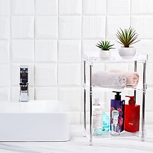 WUWEOT Bathroom Organizer Countertop, 3 Tier Acrylic Vanity Tray Makeup Cosmetic Perfume Storage Shelf, Kitchen Spice Rack Standing Shelf