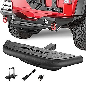 Nilight Hitch Step with 2" Hitch Receiver Rear Bumper Guard Protector Compatible with Car Truck Vehicles Upgraded Textured Black Hitch Step Bar with Hitch Lock & U-Bolts Stabilize,2 Years Warranty