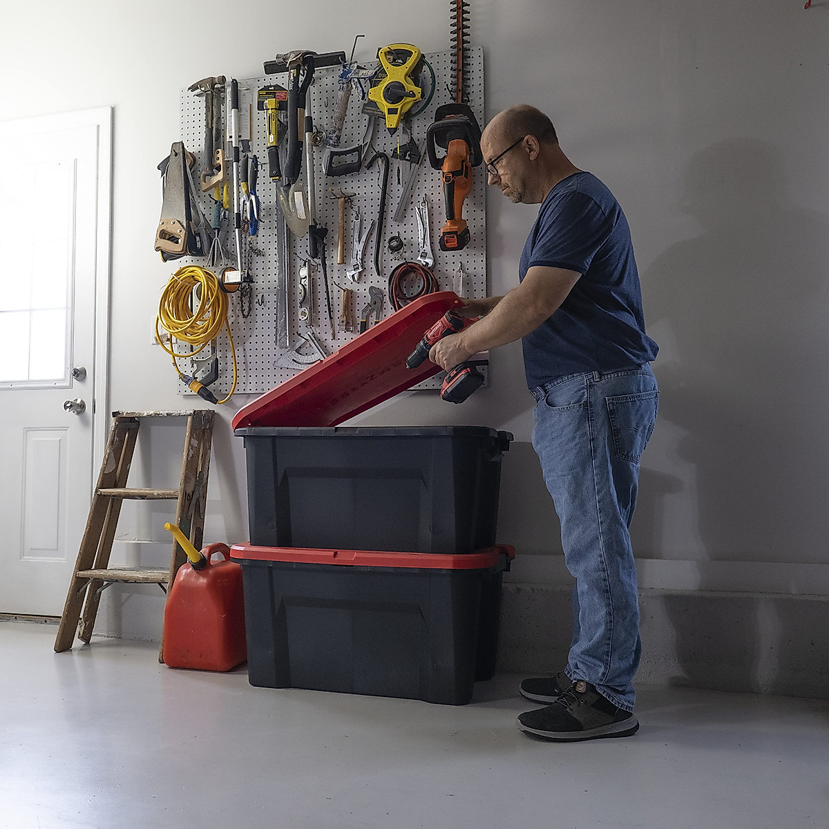 CX CRAFTSMAN, 20-Gallon Highly Durable Storage Bin & Dual Latching Lid, (14.3”H x 19.7”W x 28.2”D), Versatile Stacking Tote and Weather-Resistant Design, American Made [8 Pack]