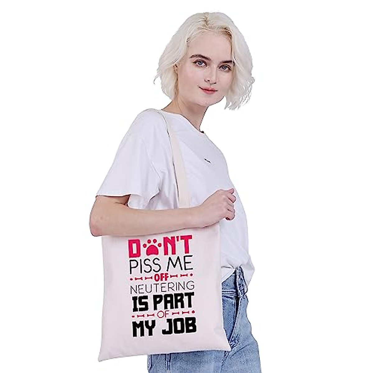 CMNIM Funny Veterinarian Tote Bag Don't Piss Me Off Neutering Is Part Of My Job Vet Tech Gifts for Vet Assistant Graduation Grocery Bag (Veterinarian Tote Bag)