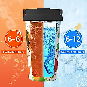 GTKSYNVE Reusable Coffee Mug with Lid and Handle, Abstract Paint Splashes Tumbler for Hot & Cold Drinks 16oz Stainless Steel Insulated Coffee Tumblers Double Wall Vacuum Thermal Cup