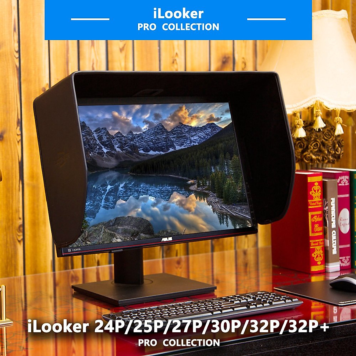 iLooker-25P 25&24 inch Thick Frame LCD LED Video Monitor Hood Sunshade Sunhood for Dell HP Viewsonic Philips Samsung LG EIZO NEC ASUS ACER BENQ AOC Lenovo iMac Fits Monitor Frame Width 565-580mm