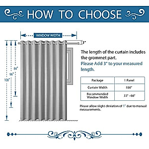 RHF Wide Thermal Blackout Patio Door Curtain Panel, Sliding Door Insulated Curtains,Thermal Curtains,Grommet Curtains, Extra Wide Curtains, Curtains for Sliding Glass Door:100W by 84L Inches- Burgundy